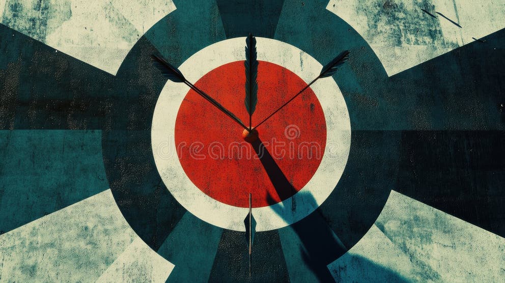 Clock Display Featuring an Archery Target Design with Arrows Casting ...