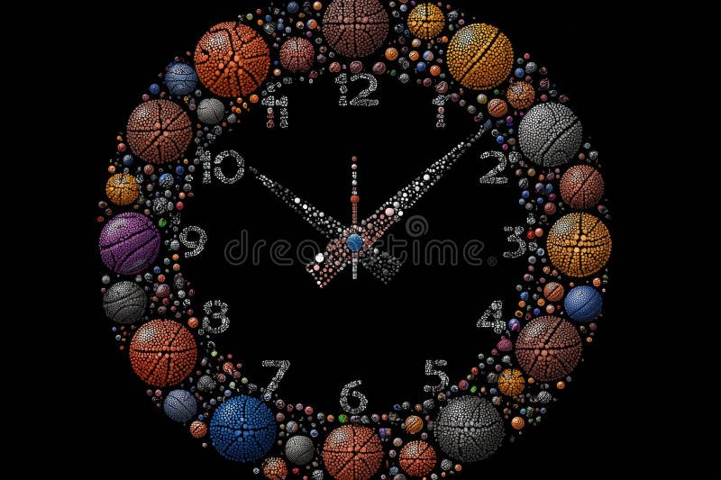 Stylized Clock Face Design Featuring Basketball Elements with a Unique ...