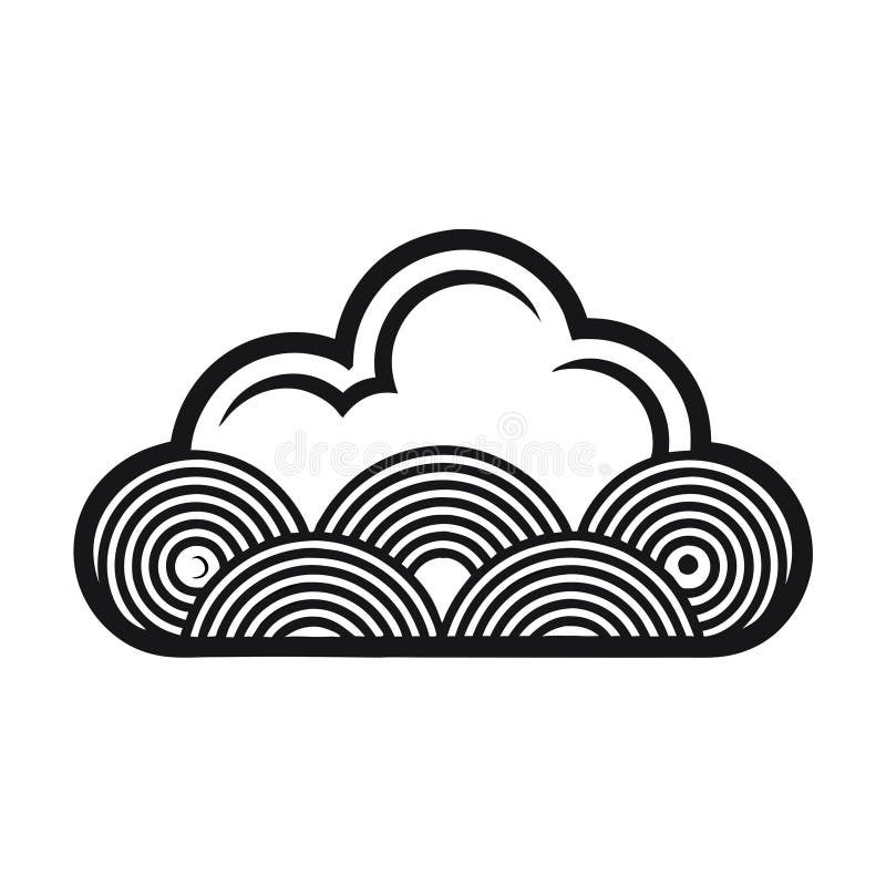 Stylized Cloud Design with Layered Curved Lines Ideal for Tattoos and Coloring Pages Stock ...