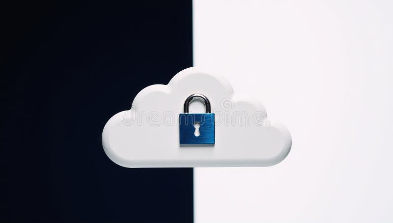 Stylized Cloud Icon Featuring a Secure Lock Symbol for Abstract ...