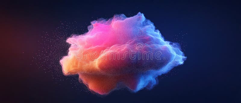 Stylized Cloud Made of Data Points in Vibrant Colors Against Dark ...