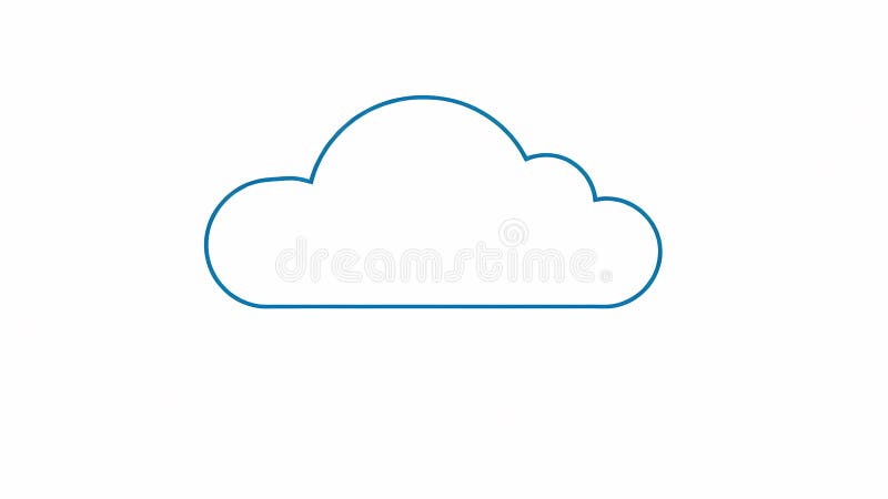 Stylized Cloud Outline in Blue Against White Background Simple ...