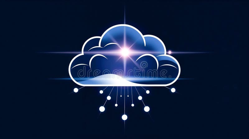 Stylized Cloud with Rain and Light, Digital Technology Concept Stock ...