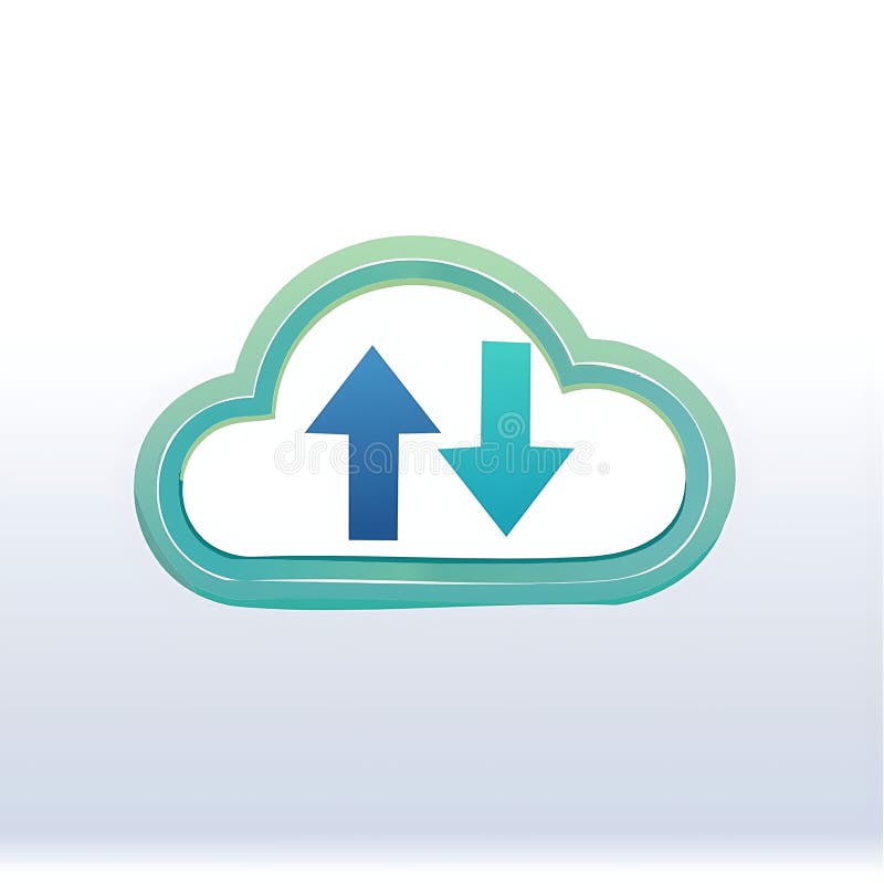 Stylized Cloud Symbol with Arrows for Data Upload and Download Service Stock Illustration ...
