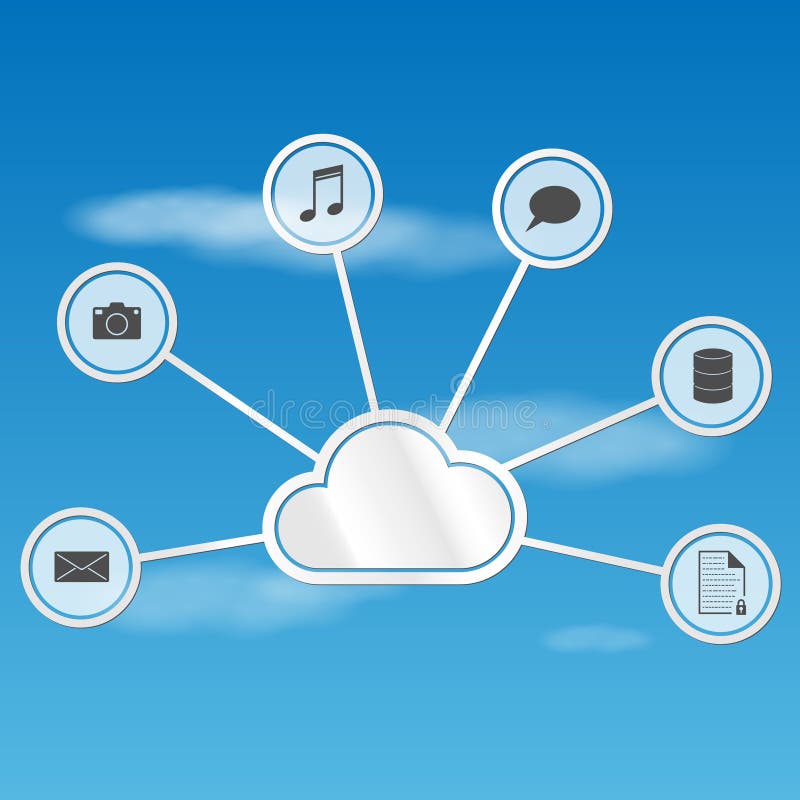 Cloud Computing Concept on Realistic Cloud Background Stock Vector ...