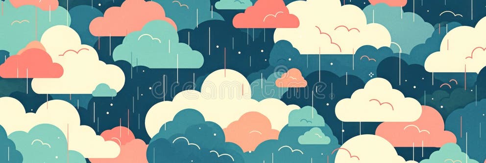 Stylized Clouds with Raindrops and Rainbow Reflections Create a ...