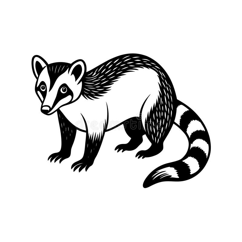 Stylized Coati for Creative Linocut Arts Stock Illustration ...