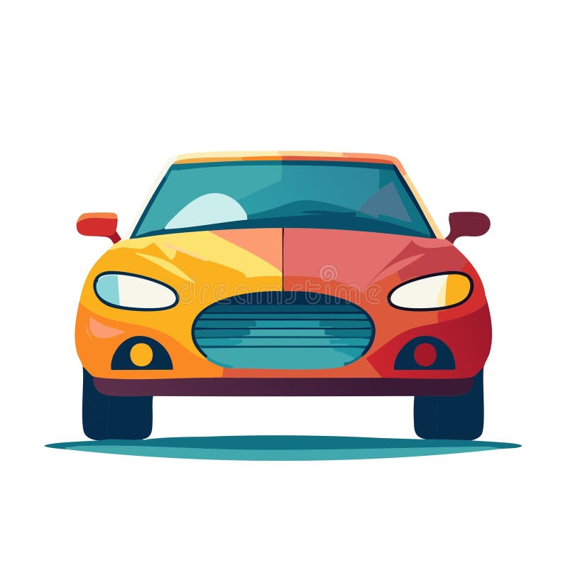 Stylized Colorful Car Illustration Front View Graphic Design ...