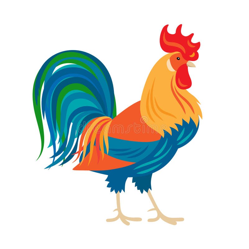 Stylized Colorful Rooster Icon Stock Vector - Illustration of lunar ...