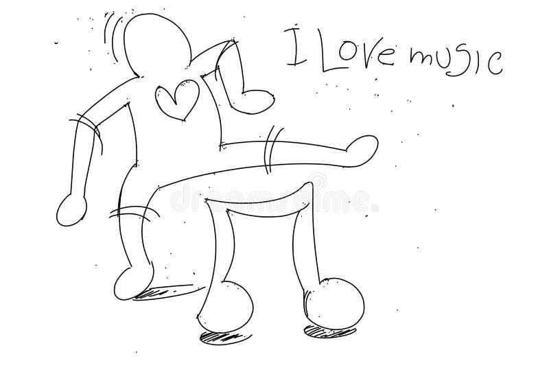 Little Man with Musical Note Stock Illustration - Illustration of ...