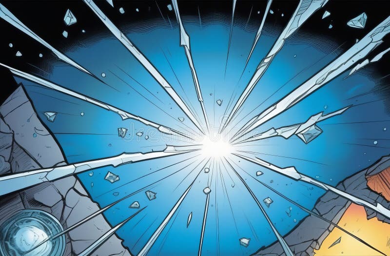 Stylized Comic Explosion with Shards of Glass. Stock Image - Image of ...