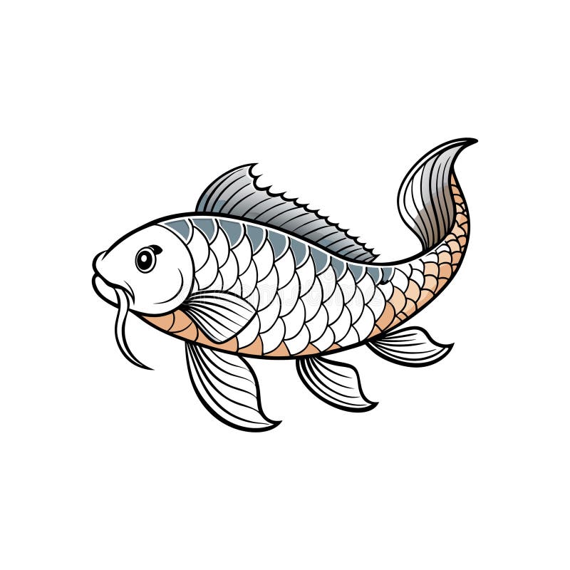 Stylized Common Carp for Creative Coloring Stock Illustration ...