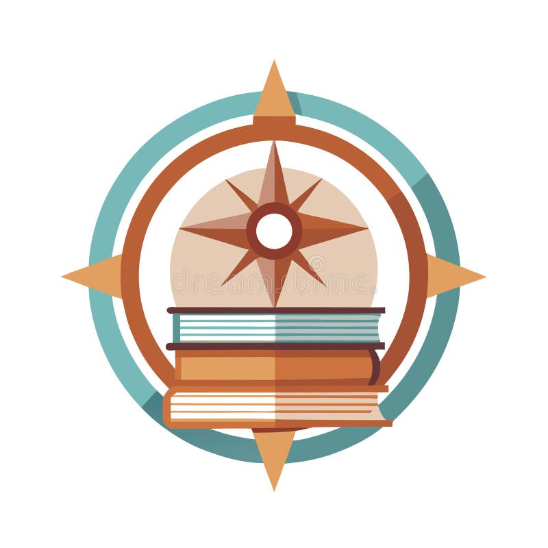 Books with Compass Illustration: Knowledge, Navigation, and Learning ...