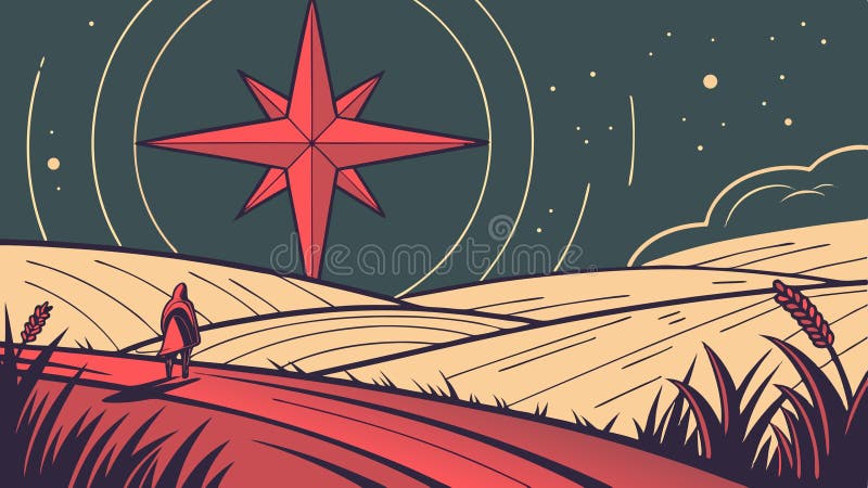 Stylized Compass Rose on an Abstract Landscape, Symbolizing Direction ...