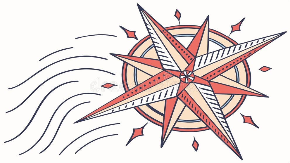 Stylized Compass Rose with Abstract Lines Navigation Symbol Vector ...