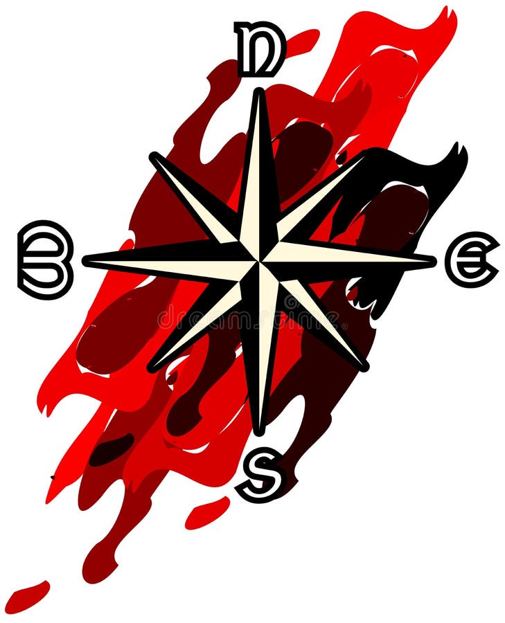 Stylized Compass Rose on Abstract Red Background Isolated Stock Vector ...