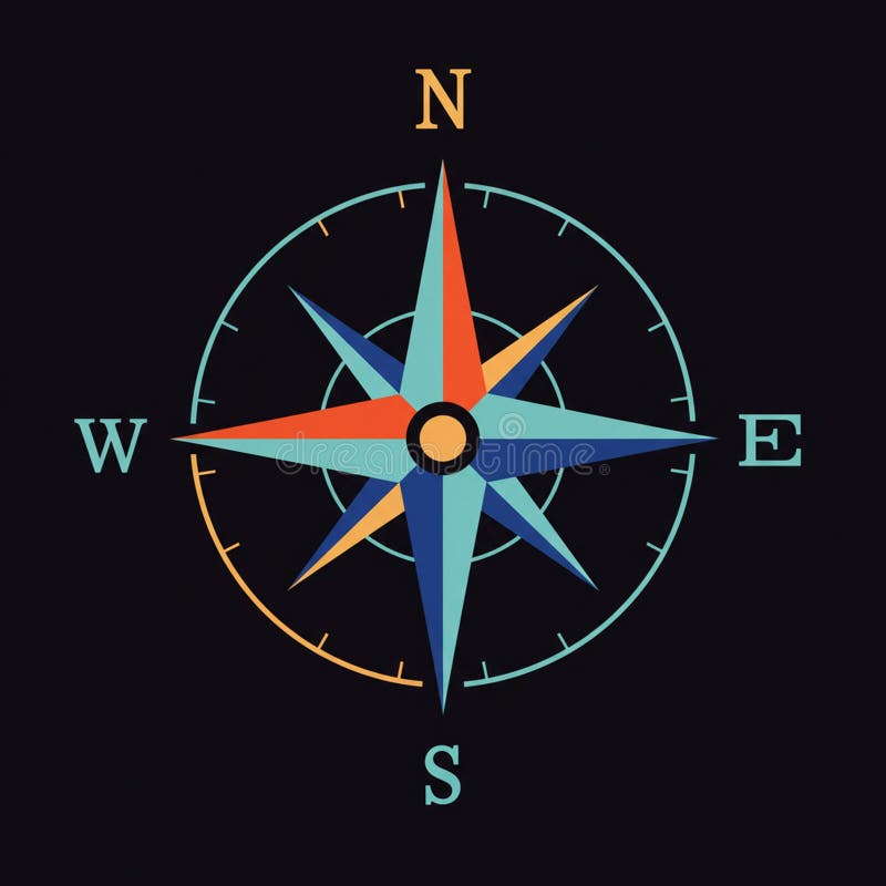 Stylized Compass Rose Tasttoo Isolated in Black and White Stock ...