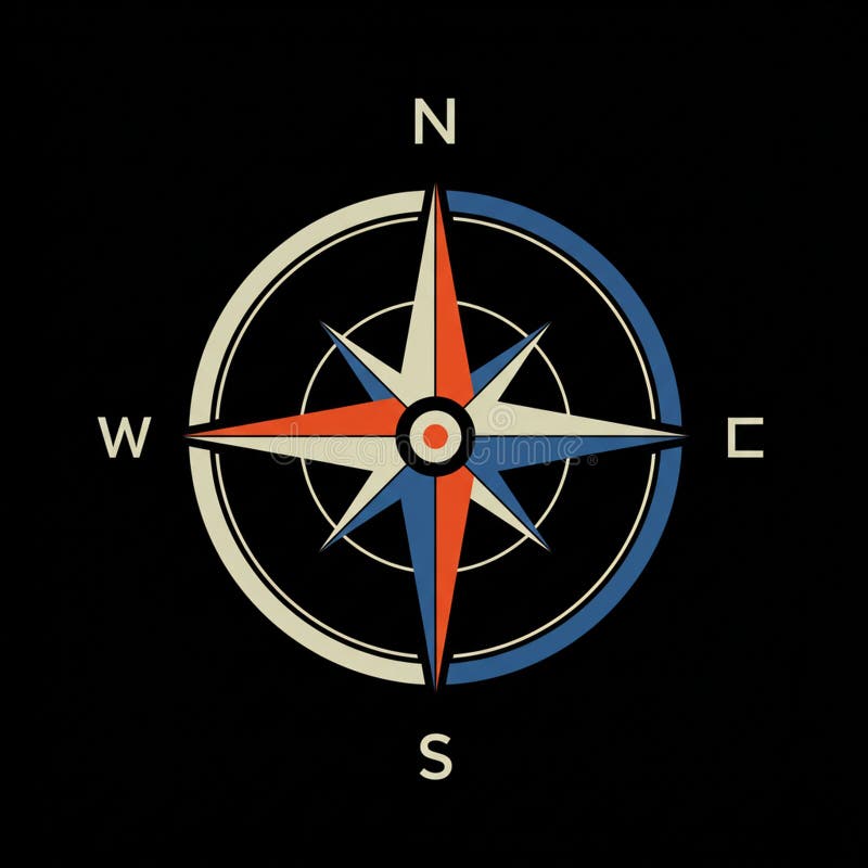 A Stylized Compass Rose with a Central Black Circle and Outer Sections ...