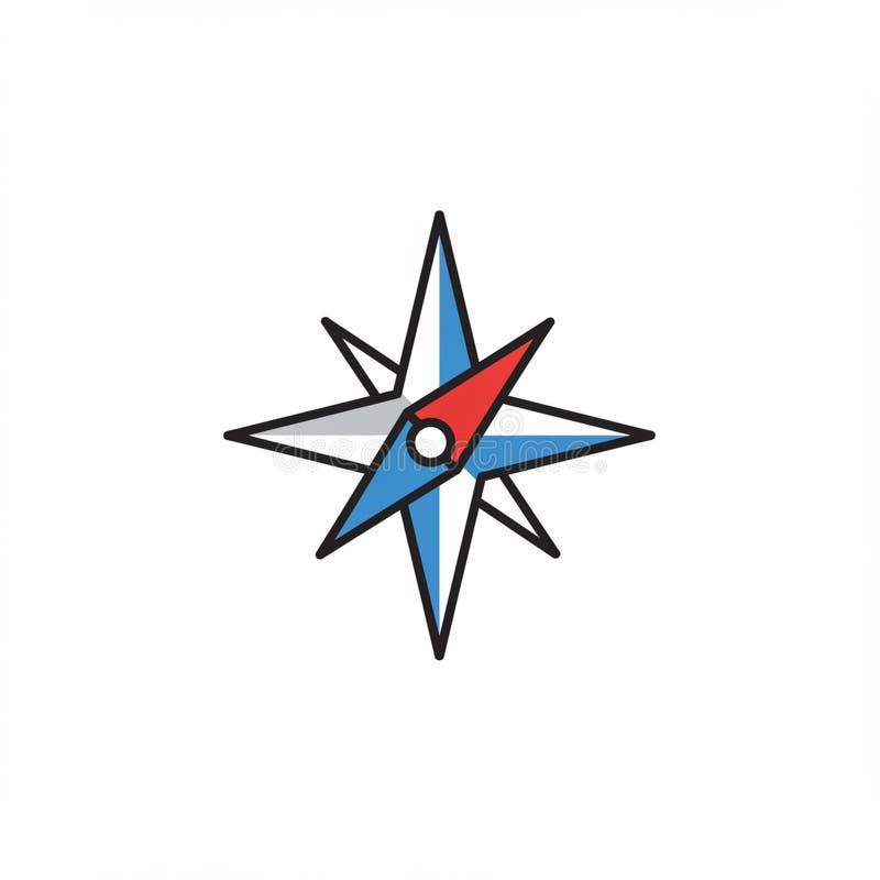 Stylized Compass Rose with a Central Circle, Featuring Four Main Points ...