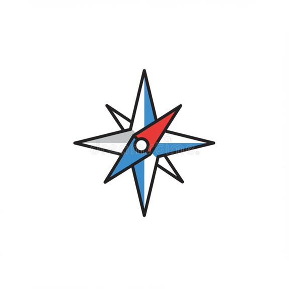 Stylized Compass Rose with a Central Circle, Featuring Four Main Points ...