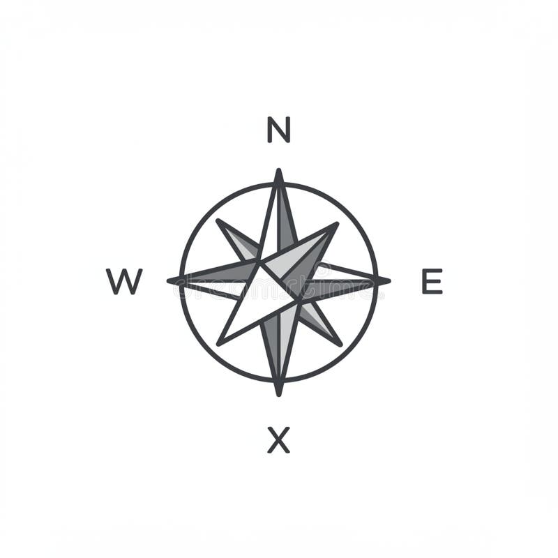 Stylized Compass Rose with a Central Star Design. the Four Cardinal ...