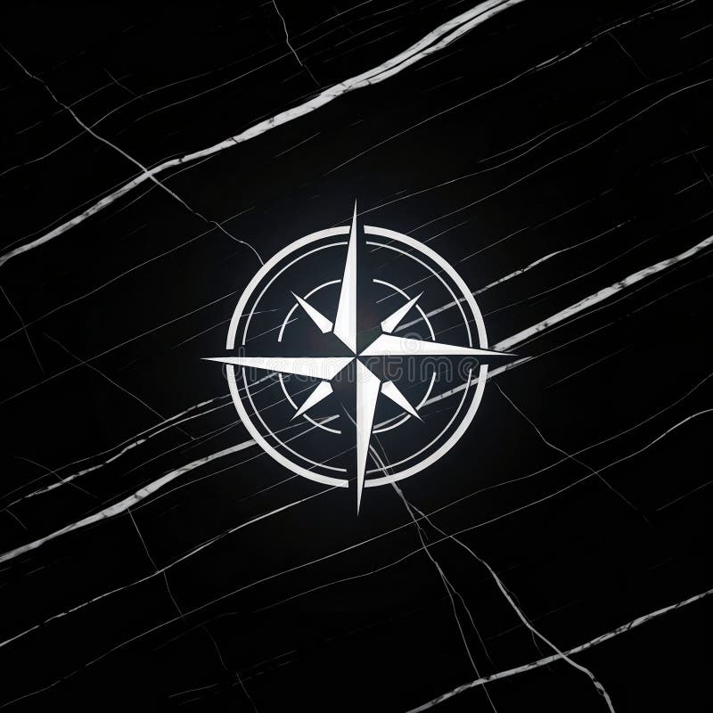 Stylized Compass Rose on Dark Marble Like Background Stock Illustration ...