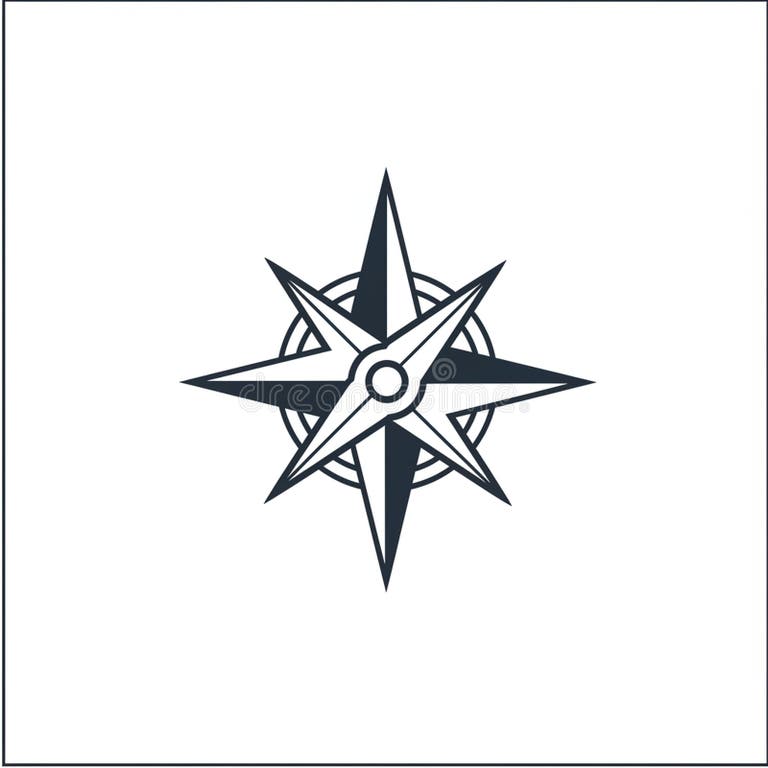 A Stylized Compass Rose Design Featuring a Central Circle with Eight Triangular Points Stock ...