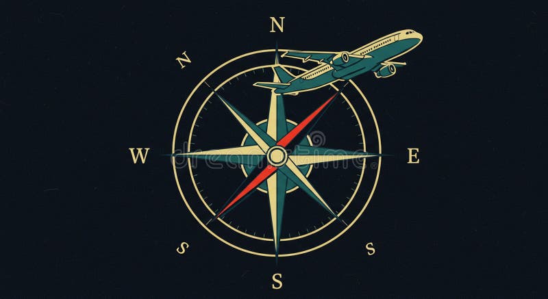 Stylized Compass Rose on Abstract Blue Background Isolated Stock Vector ...