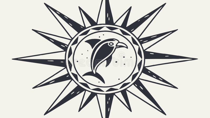 Stylized Compass Rose with Dolphin Vector Illustration, Vector Design ...