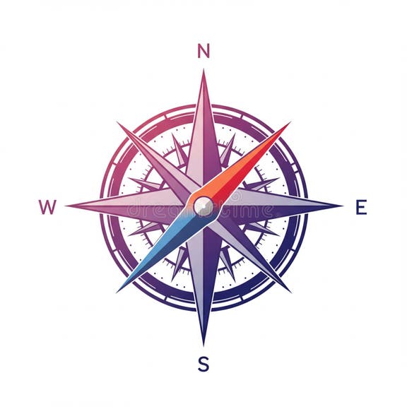 A Stylized Compass Rose with Eight Cardinal and Intercardinal Points is ...