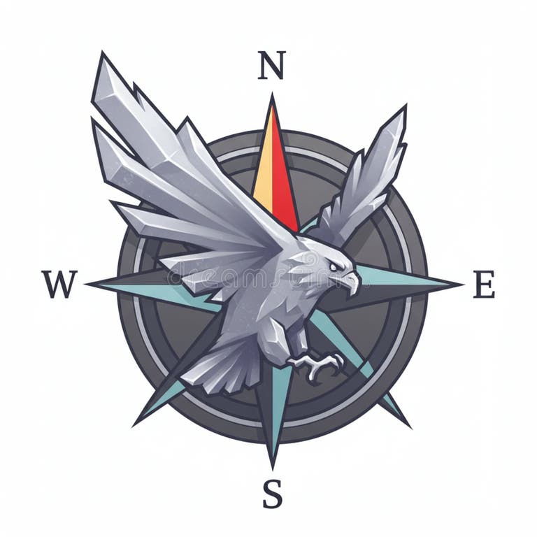 A Stylized Compass Rose Features an Eagle in Flight at Its Center. the ...