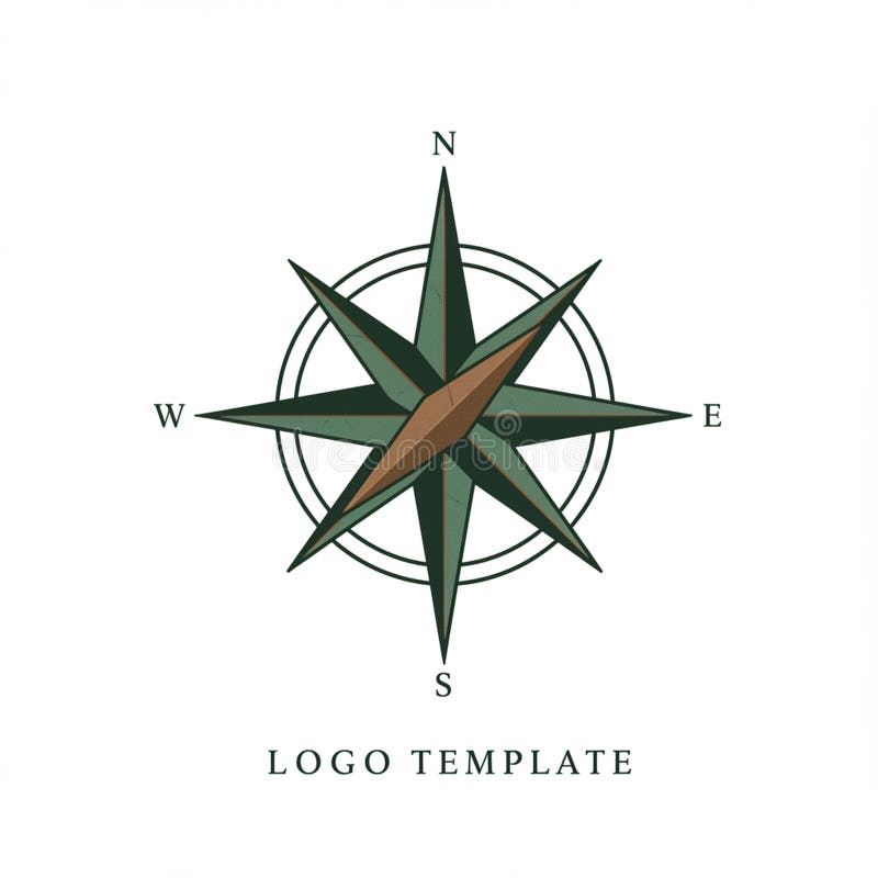 A Stylized Compass Rose Featuring an Eight-point Star Design. the Star ...