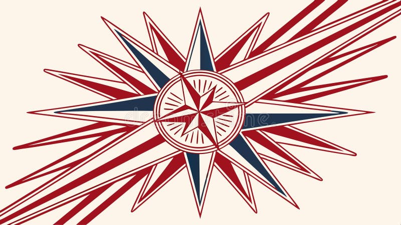 Stylized Compass Rose with Radiating Star Points Vector Design ...