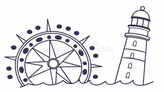 Stylized Compass Rose on Waves, Nautical Direction Symbol Vector Design ...