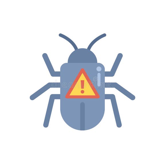 Computer Bug is Showing a Warning Sign on a Screen Stock Illustration ...
