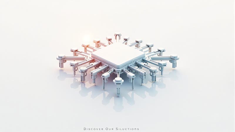 Stylized Computer Chip on White Background Stock Illustration ...