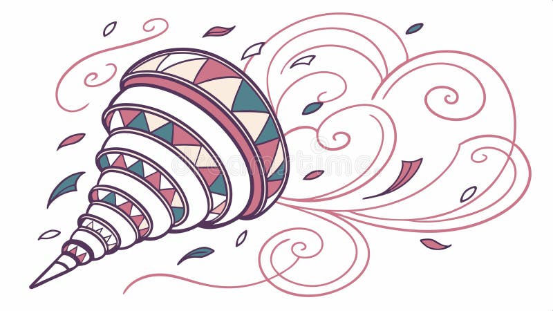 Stylized Conical Shell with Abstract Swirls Vector Design Generative AI ...