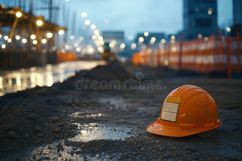 Stylized Construction Sign and Hard Hat Stock Illustration ...
