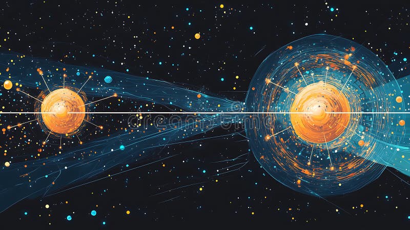 Stylized Cosmic Diagram with Two Correlated Particles and Boundary Line ...