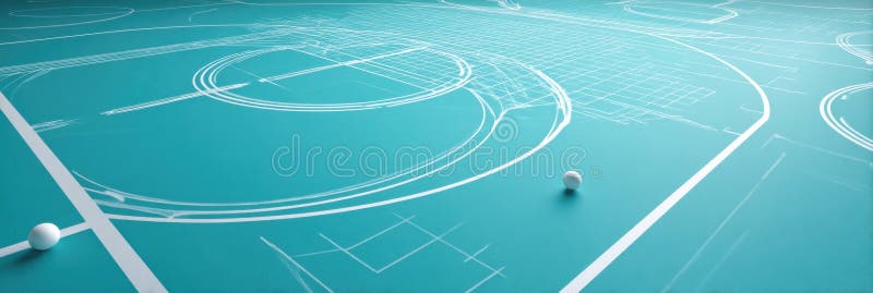 Stylized Court Lines Merging into Bracket Paths on a Clean White Lower ...