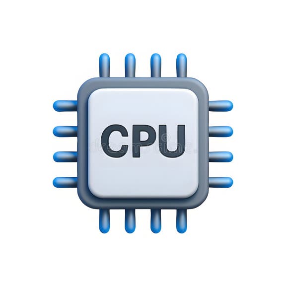 Stylized CPU Microchip Rendering Stock Illustration - Illustration of ...