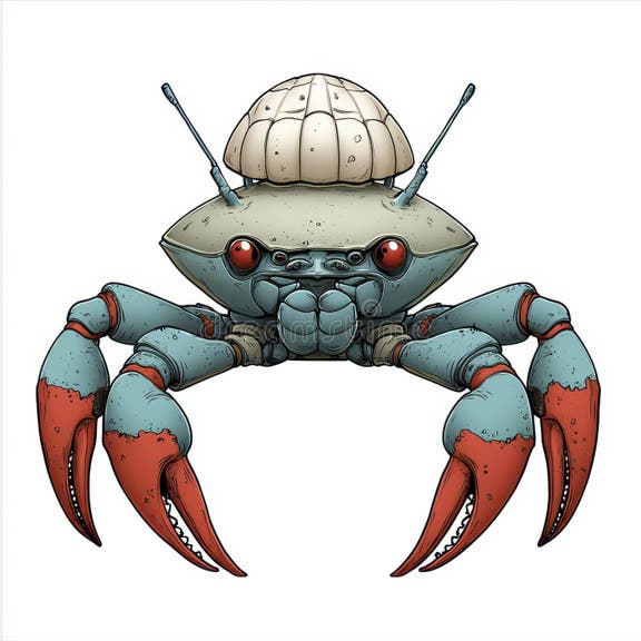 Stylized Crab Like Creature with Shell and Red Clawsv Stock ...