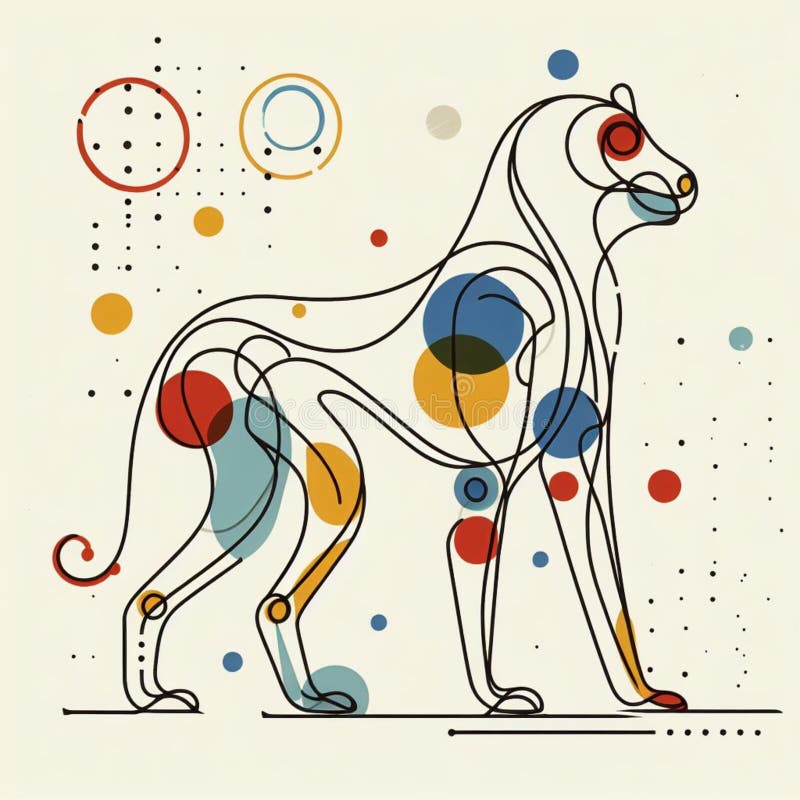 Stylized Creature Continuous Line Art, Basic Geometric Form ...