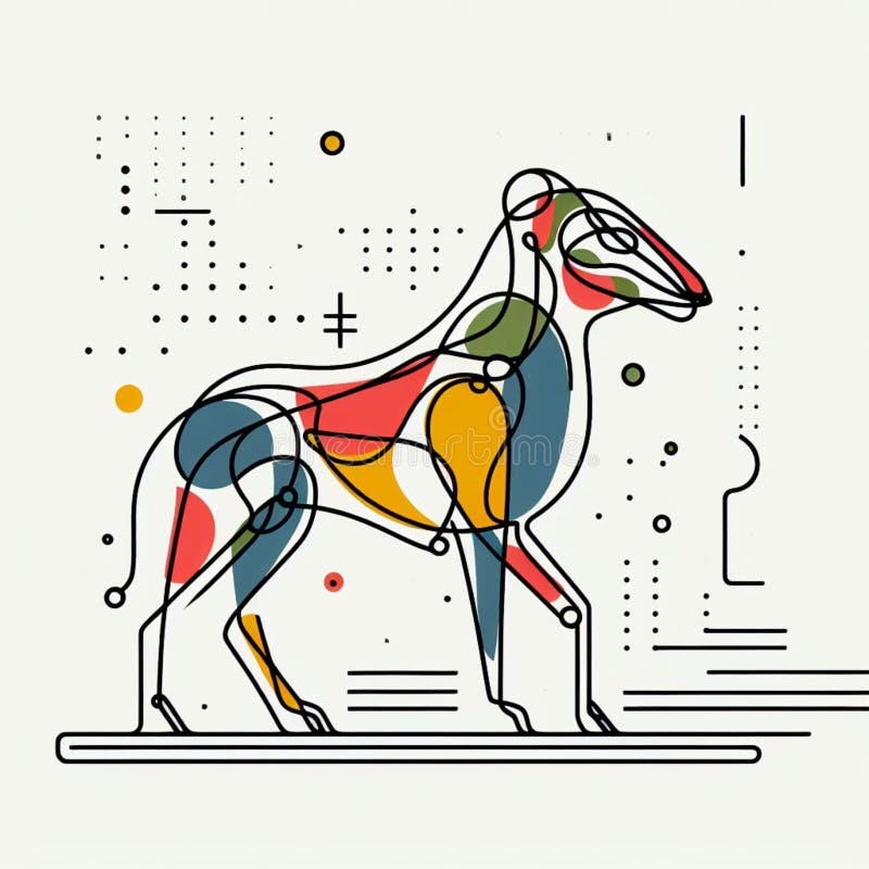 Stylized Creature Continuous Line Art, Basic Geometric Form ...