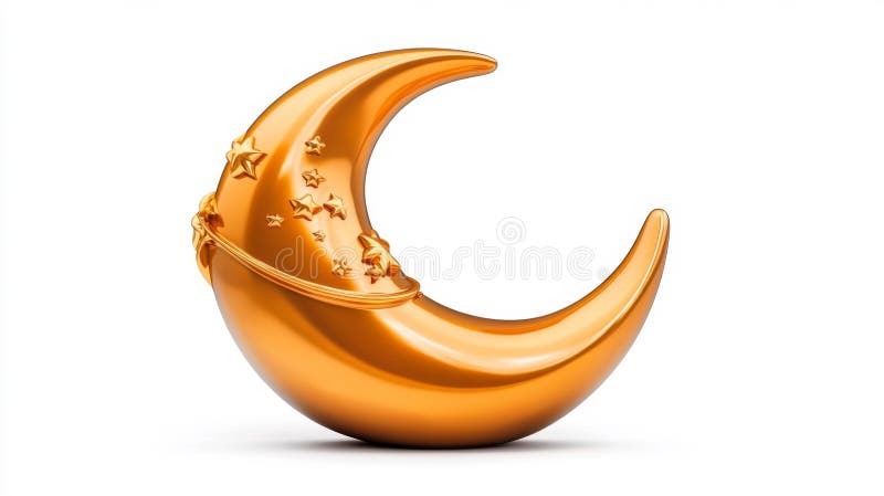 Stylized Crescent Moon with Stars on a White Isolated Background Stock ...
