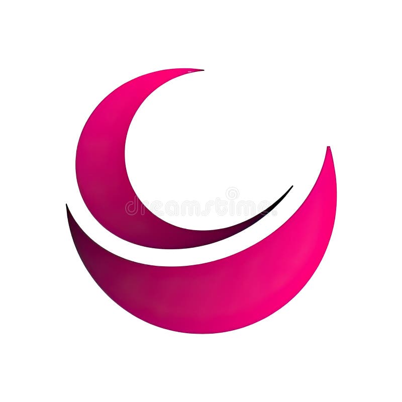 Stylized Crescent Shape with Pink Curves. Stock Illustration ...