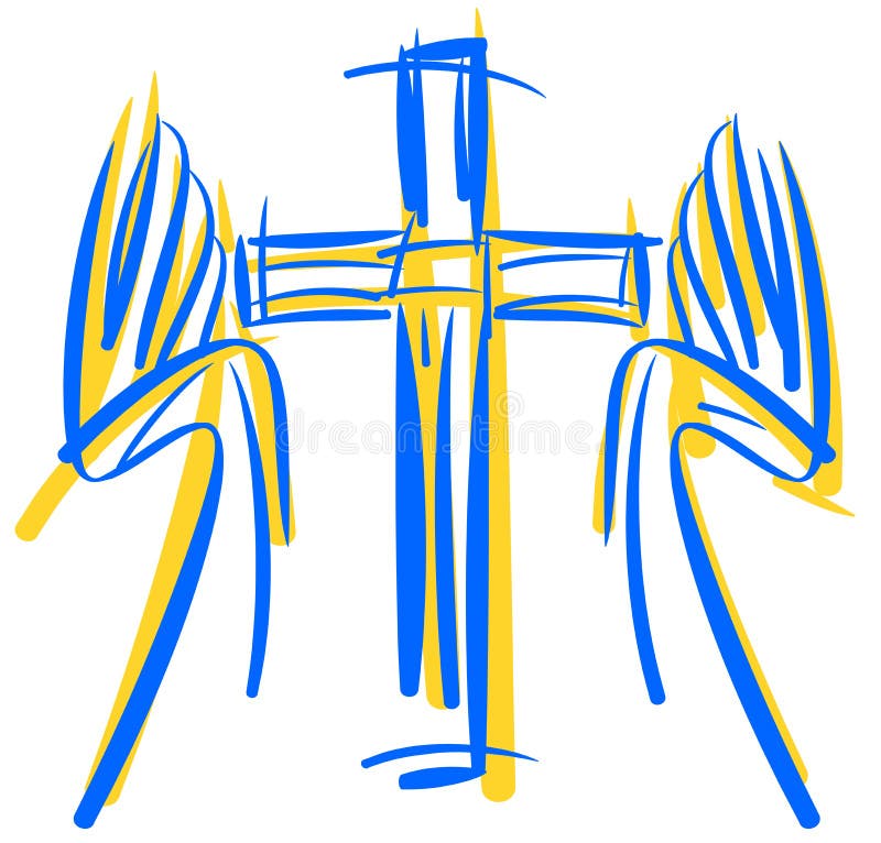 Stylized cross with hands stock vector. Illustration of colorful - 55975351