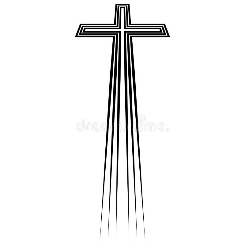 Stylized Cross in Perspective, Path Faith in God Radiating Rays Stock ...