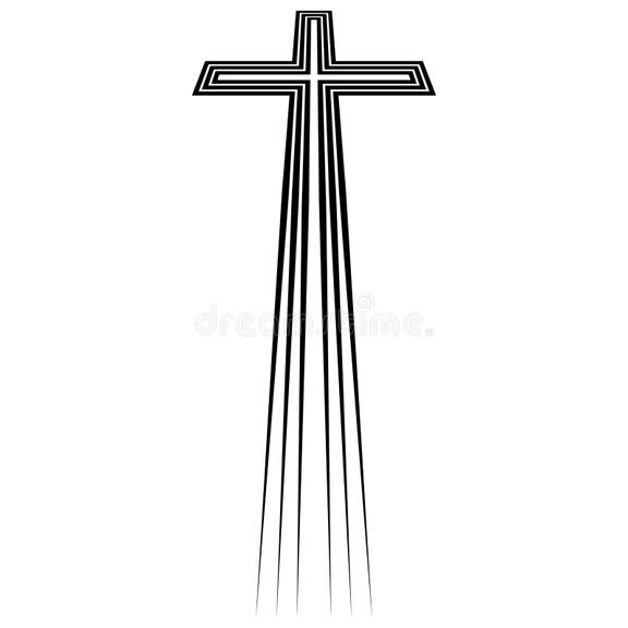 Stylized Cross in Perspective, Path Faith in God Radiating Rays Stock ...