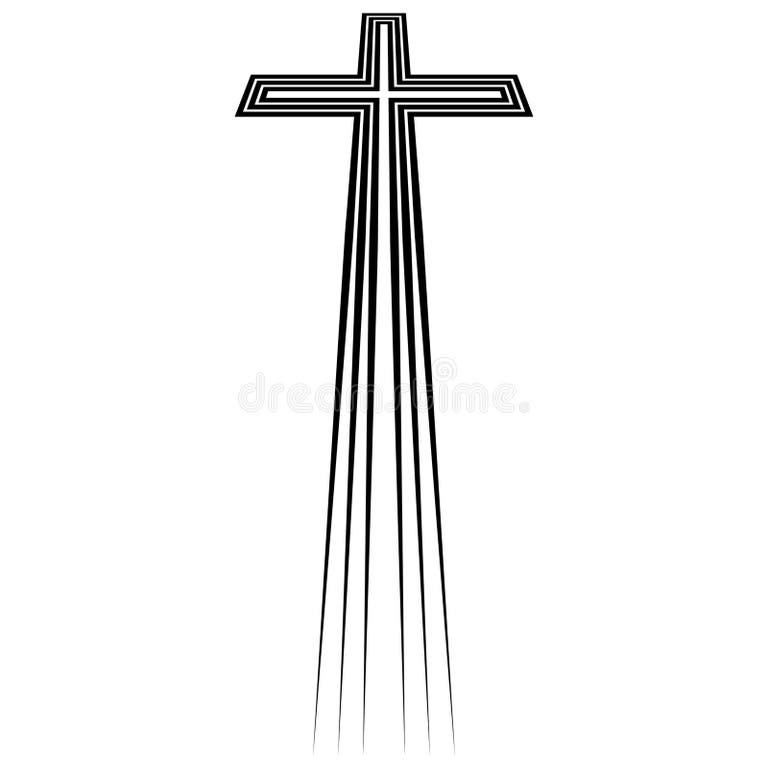 Stylized Cross in Perspective, Path Faith in God Radiating Rays Stock ...